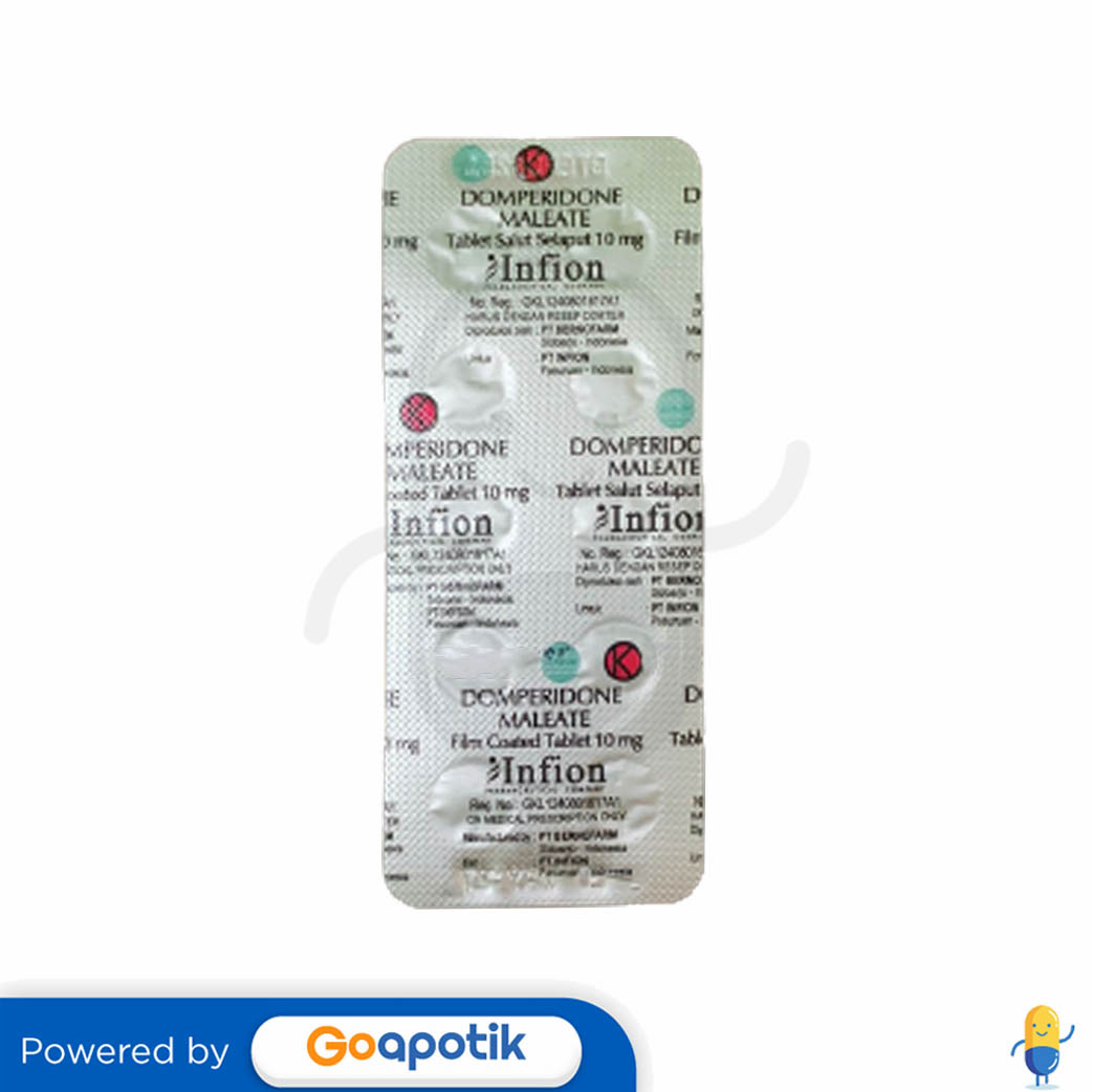 DOMPERIDONE MALEATE INFION 10 MG TABLET - Kegunaan, Efek Samping, Dosis ...