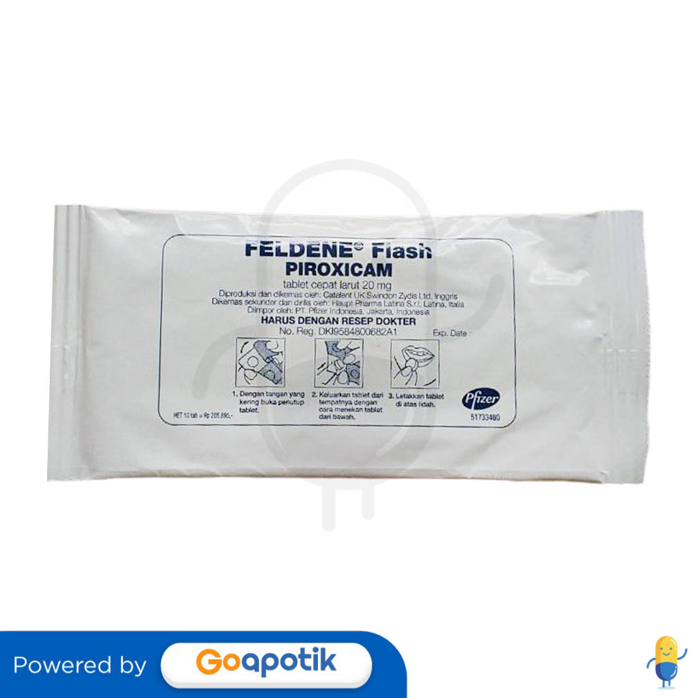FELDENE FLASH 20 MG BLISTER 10 TABLET - Kegunaan, Efek Samping, Dosis ...