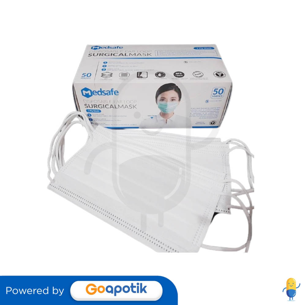 MEDSAFE 3PLY SURGICAL MASK EARLOOP PUTIH BOX 50 PCS - Kegunaan, Efek ...