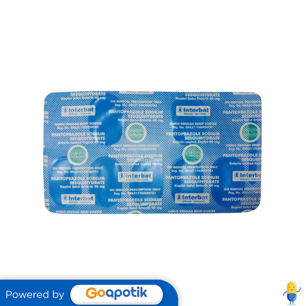 PANTOPRAZOLE SODIUM SESQUIHYDRATE INTERBAT 40 MG BLISTER 7 KAPLET PANTOPRAZOLE SODIUM SESQUIHYDRATE INTERBAT 40 MG BLISTER 7 KAPLET